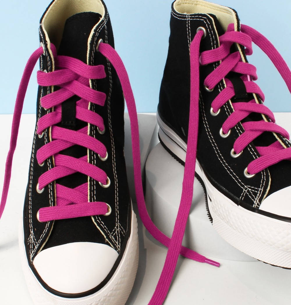 Lacets plats, rose pivoine, Laceter