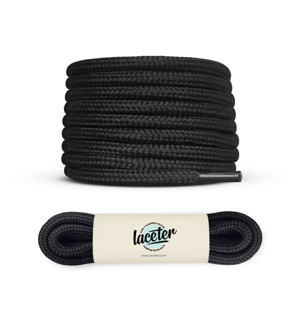 Lacets ronds épais noirs, Lace'ter